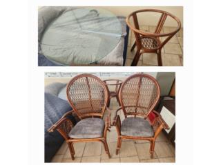 Juego de Comedor Mimbre/Ratán - Tope Cristal Puerto Rico