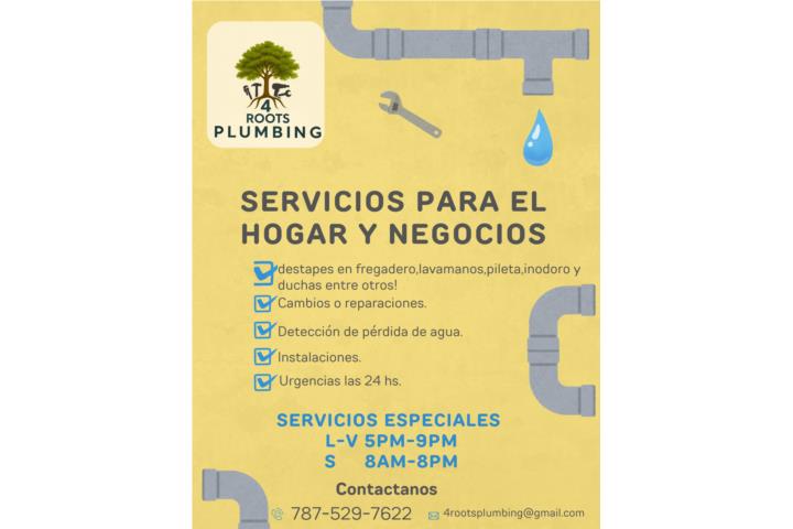 4 roots plumbing! Servicio de plomería Puerto Rico