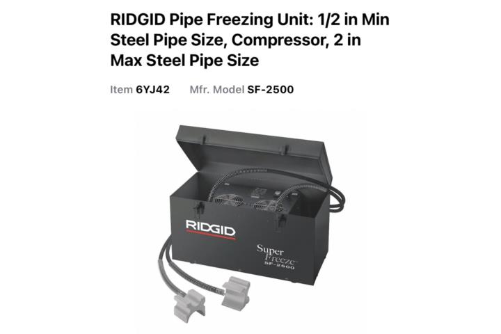 RIDGID PIPE FREEZING UNIT CONTRATISTAS Puerto Rico